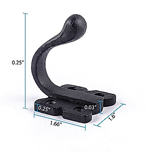 Renovators Supply Black Cast Iron Wall Hook Decorative Elephant Trunk Style Coat Robe Single Hook Entry Way Hat or Jacket Hanger Wall Mount Rust Resistant Powder Coated Hook with Hardware