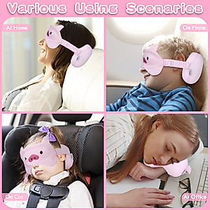 SSAWcasa 2 in 1 Travel Pillow and Eye Mask,Kids Adult Soft Plush Novelty Pillow Cushion Eye Mask Combo Supports The Head,Neck and Chin-for Airplane,Train,Car or Outdoor,Camping,Hiking (Pink)
