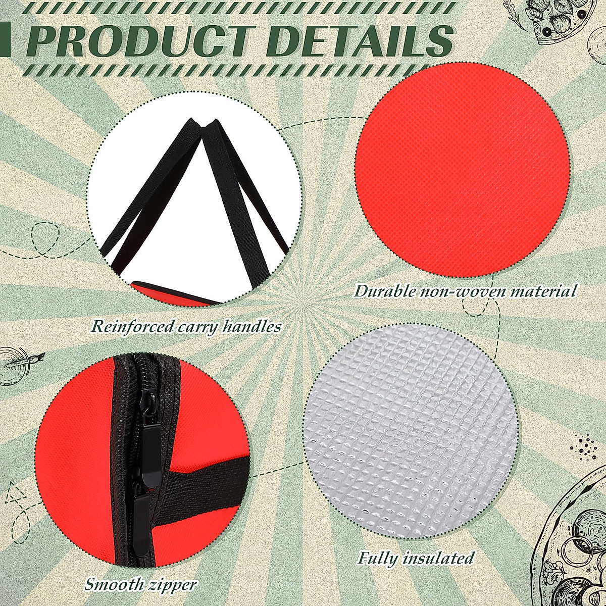 Sieral 4 Pieces Pizza Bags for Delivery Insulated Pizza Delivery Bag 20" x 20" x 6" Pizza Warmer Bags Insulated Food Delivery Bag Insulated Grocery Cooler Bag for Food Delivery Pizza Carrier