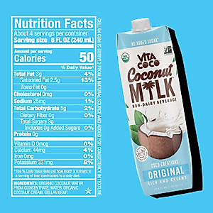 Vita Coco Coconut Milk, Dairy-Free, Gluten-Free - 33.8 Fl Oz, Pack of 6