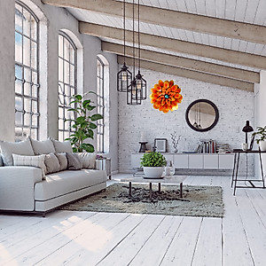 Saim 13.4 inch Metal Flowers Wall Decor Yellow,Handmade Wall Art Flower Hanging Decoration for Bedroom,Living Room,Bathroom,Office,Home Decor,Modern Luxury Style Art Decoration