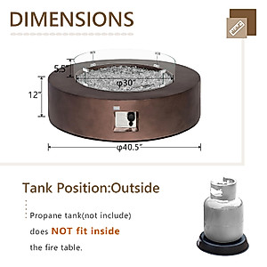 COSIEST Outdoor Propane Fire Pit Coffee Table w Dark Bronze 40.5-inch Round Base Patio Heater, 50,000 BTU Stainless Steel Burner, Wind Guard, Transparent Gray Fire Glass, Waterproof Cover