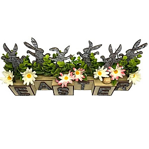 AXI Easter Centerpiece, Easter Decorations for The Home, Bunny Decor, Indoor Use Only, 15x8 Unique Handmade Centerpiece, Nice Spring Gift