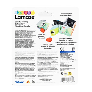 Lamaze Colorful Journey Caterpillar High Contrast Baby Book - Soft Fabric Baby Sensory Books - Includes Chewy Apple for Teething Babies - Baby Sensory Toys Ages 6 Months and Up