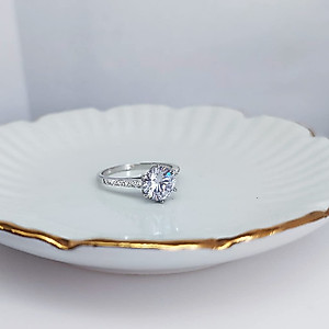 Hoops & Loops 925 Sterling Silver Round-Cut 3.00 Carat Cubic Zirconia 6-Prong-Set Solitaire Engagement Bridal Wedding Band Ring, Size 5