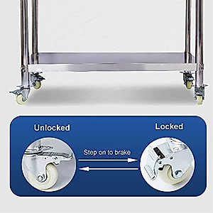 Commercial Kitchen Work Catering Table, Stainless Steel Table for Prep & Work with Caster Wheels Commercial Heavy Duty Table for Restaurant, Home and Hotel Rack (Size : 60x60x85cm)