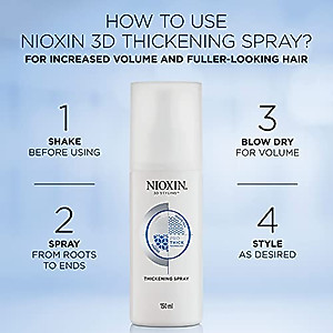 Nioxin System Kit 4 + Thickening Spray, For Color Treated Hair with Progressed Thinning, Full Size (3 Month Supply)