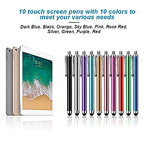 10 Pcs Stylus Pens for Touch Screens, Universal Capacitive Stylus Touch Screen Pens Compatible with iPad iPhone Samsung Kindle Tough Tablet Laptop and Other Smart Devices (10 Colors)