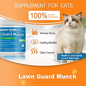 Munchy Chomps Lawn Guard Munch for Cats - Supports Urinary Tract & Gut Health - Prevents Yellow Spots on Grass - with DL-Methionine, Fiber & Probiotics (Bacon)