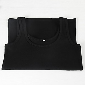 GEMBERA Women's Sleeveless Scoop Neck Ribbed Tank Tops Fitted Basic Cami Tee Shirts(Black,M)