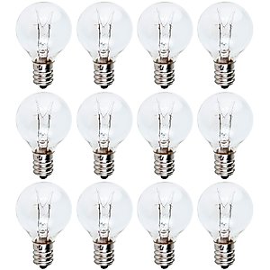 BlueStars Premium G30 E12 20W Bulbs for Middle Size Scentsy Warmers, Dimmable G30 Globe E12 Candelabra Base Clear Light Bulbs for Candle Wax Warmer - Pack of 12