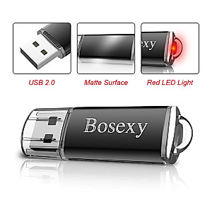 USB Flash Drive 4GB Bosexy Thumb Drives 10 Pack USB 2.0 Memory Stick Bulk with Led Indicator Black