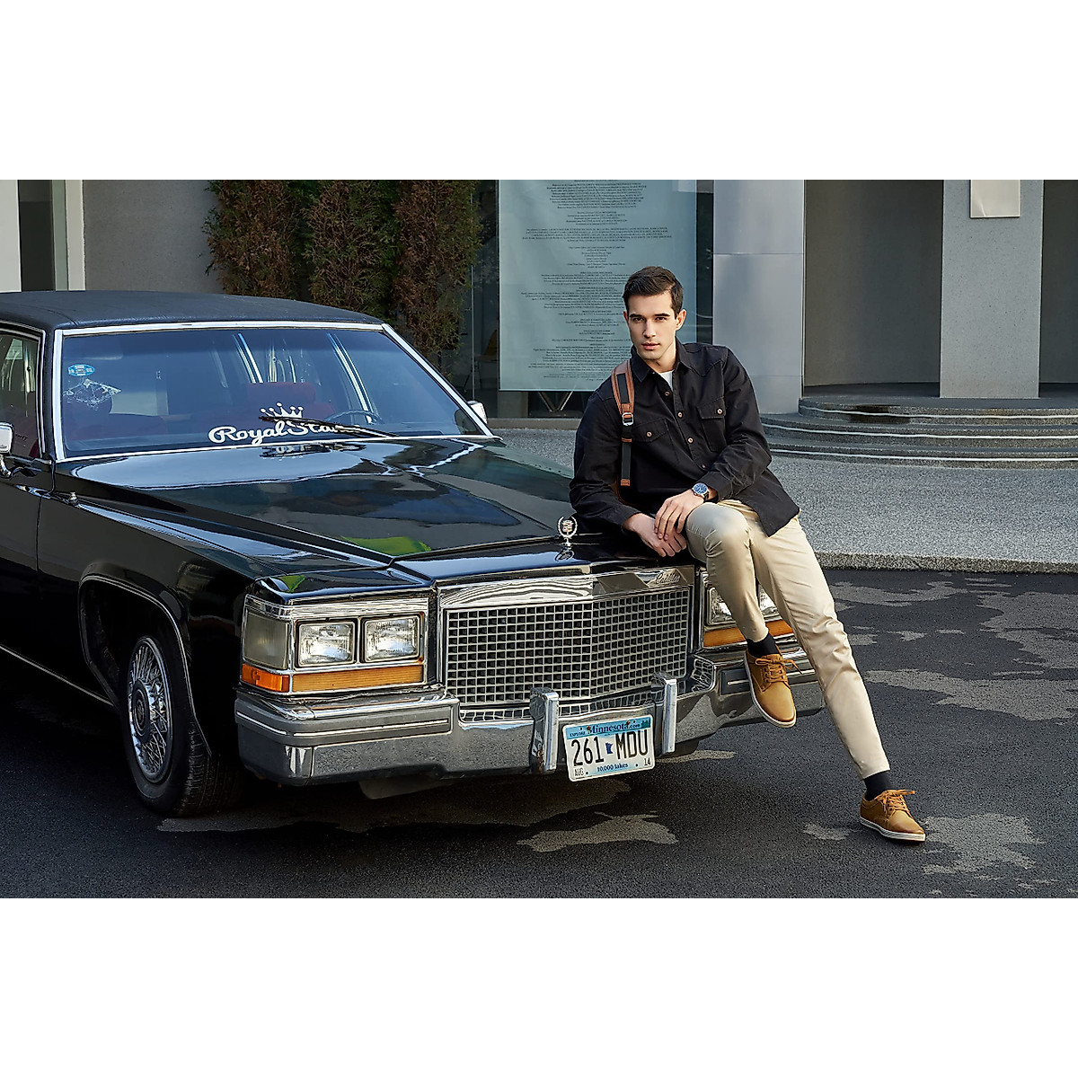 Jousen Men's Fashion Sneakers Leather Retro Casual Shoes for Men Breathable Dress Mens Sneakers (AMY5100A Brown 08)