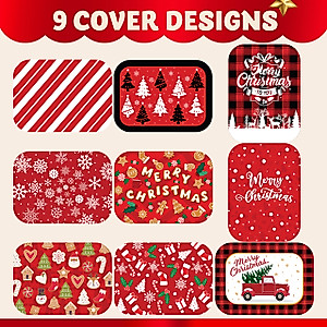 JOYIN 36 Pieces Christmas Foil Containers with Lids, 9 Holiday Designs, 7"x5"x2" Rectangular Treat Foil Containers, Disposable Food Storage Pan for Holiday Leftovers Goodie Container
