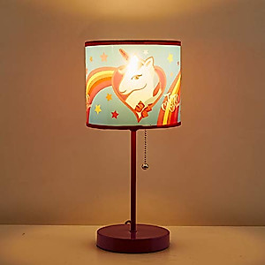 Idea Nuova JoJo Siwa Unicorn Stick Table Kids Lamp Metal with Pull Chain, Themed Printed Decorative Shade