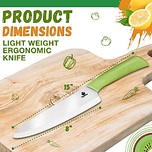 VegItPro 8" Ceramic Knife + Vegetable Cutting Knives + Ceramic Paring Knife + Sharp Knife + Vegetable Knife + Lettuce Knife + Blade Covers Included
