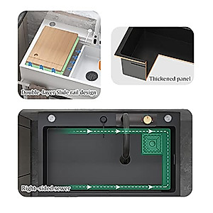 Free Standing Stainless-Steel Sink Single Bowl,Commercial Restaurant Nano Raindance Waterfall Kitchen Sinks w/Faucet&Drainboard,Prep Utility Laundry Washing Hand Basin w/Storage Shelves Indoor Outdoor