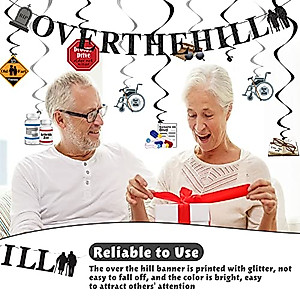 55 Pcs Over The Hill Party Supplies Over The Hill Glitter Banner Old Age Hanging Swirls Old People Gifts 50th/ 60th/ 70th Birthday Decor for Old Age Birthday Anniversary Retirement Party Decoration