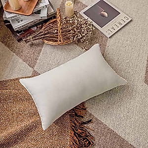 Demetex Outdoor 12x20 Pillow Covers Set of 4 Decorative Waterproof Throw Pillowcases Rectangle Cushion Covers for Chair Sofa Garden Patio, 12 x 20 Inch, White, No Insert