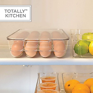 Totally Kitchen Egg Holder for Refrigerator, Fridge Organizers and Storage Clear, BPA-Free Plastic Storage Containers with Lid & Handles, 24 Eggs Tray Bins