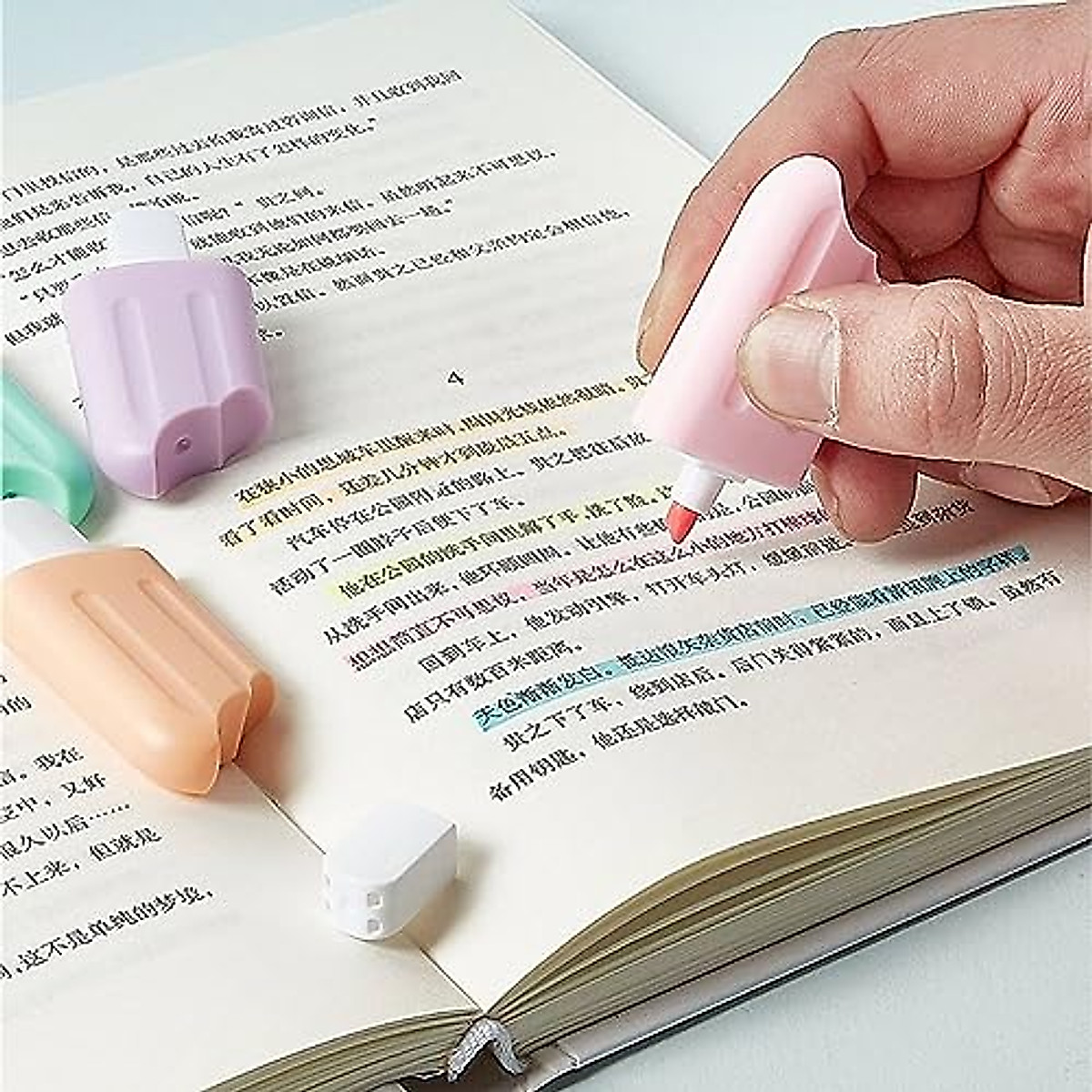 6PCS Cute Highlighter Pen,Mini Ice Cream Painting Marker Pen Drift Bottles Marker Pen Mini Paint Marker Pen(Drift bottles)