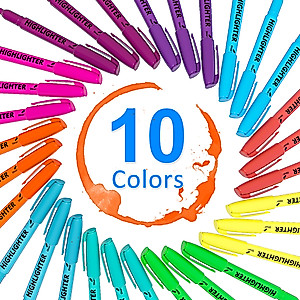 Lelix 30 Pack Highlighters, 10 Bright Colors, Chisel Tip, Quick Drying for Back to School, Office, Home, ideal for Highlighting Underlining