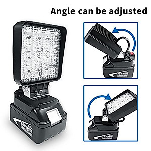 Cordless LED Work Light for Makita 20v battery 48W 3000LM LED Flood Lights job site lighting for Emergencies, Camping, Outdoor with 16 lamp beads