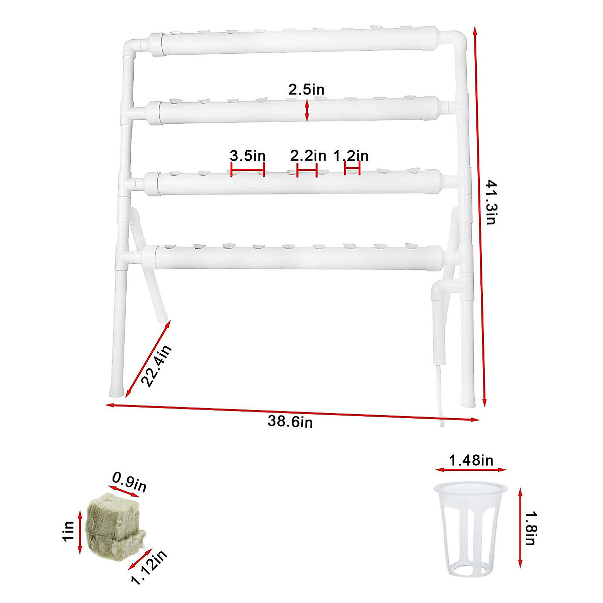 SanSanYa Hydroponic Site Grow Kit 36 Planting Sites Hydroponic Grow Kit Hydroponic Garden Plant Growing System with Rockwool Grow Baskets Sponges