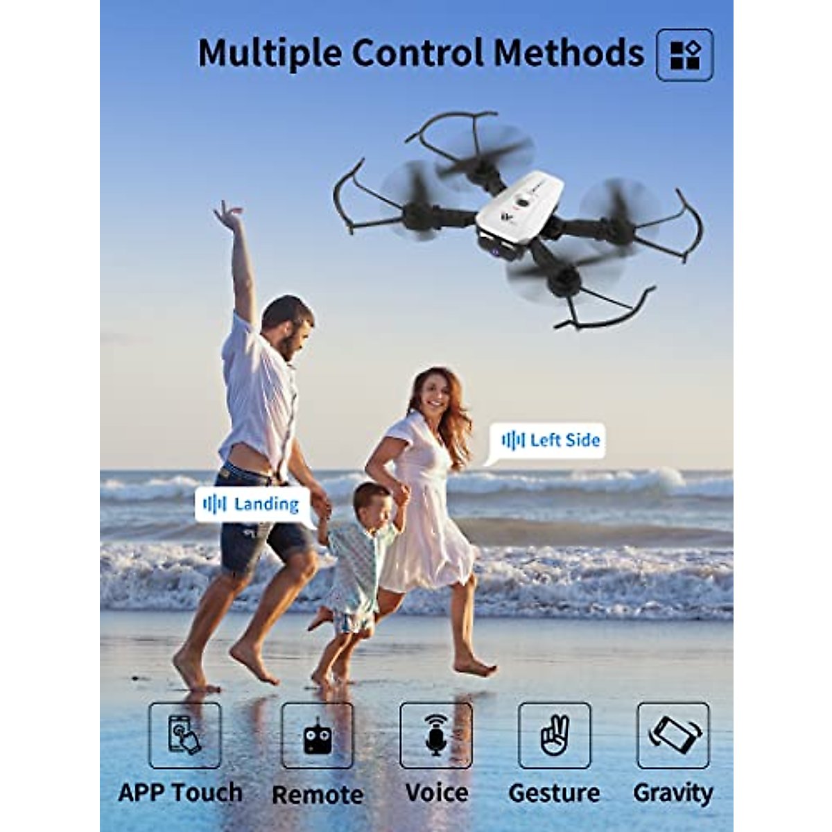 Drones with Camera for Adults/Kids/Beginners - FPV Drone with Camera 1080P Live Video Drones for Kids with 1 Key Fly/Land/Return Design Drones for Adults with 360° Flip/Custom Path/164fts Range RC Drone with Voice/Gesture/Gravity Control Gift Ideas