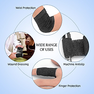 BAMTTOO 10 Pack Self Adhesive Bandage Wrap Black 2" X 5 Yards Black Athletic Tape Tattoo Grip Tape Wrap Ankle Tape Cohesive Bandage Wrap