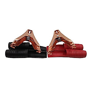 CERRXIAN 2 Piece 90mm Long Battery Alligator Clips, Black Red 100A Insulated Replacement Battery Clamps Jumper Cables Boost Clips for Car Auto Vehicle Boat