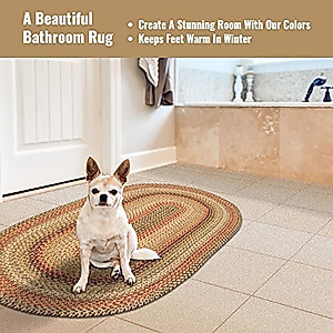 Homespice 20x30” Multi Color Oval Braided Rug. Kingston Brown and White Jute Oval Rug. Uses- Entryway Rugs, Kitchen Rugs, Bathroom Rugs. Reversible, Rustic, Country, Primitive, Farmhouse Decor Rug