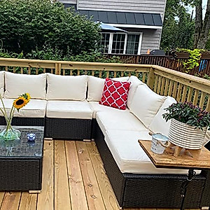 Sqodok Patio Cushion Covers 24x24, Waterproof Outdoor Cushion Covers for Patio Furniture, 4Pack Patio Cushion Slicovers Replacement Outdoor Chair Seat Cushion Covers for Wicker Chair, Ivory