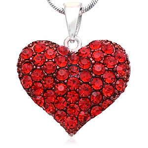 Soulbreezecollection Valentine's Day Gift Love Red Heart Necklace Pendant Charm Women Fashion Jewelry