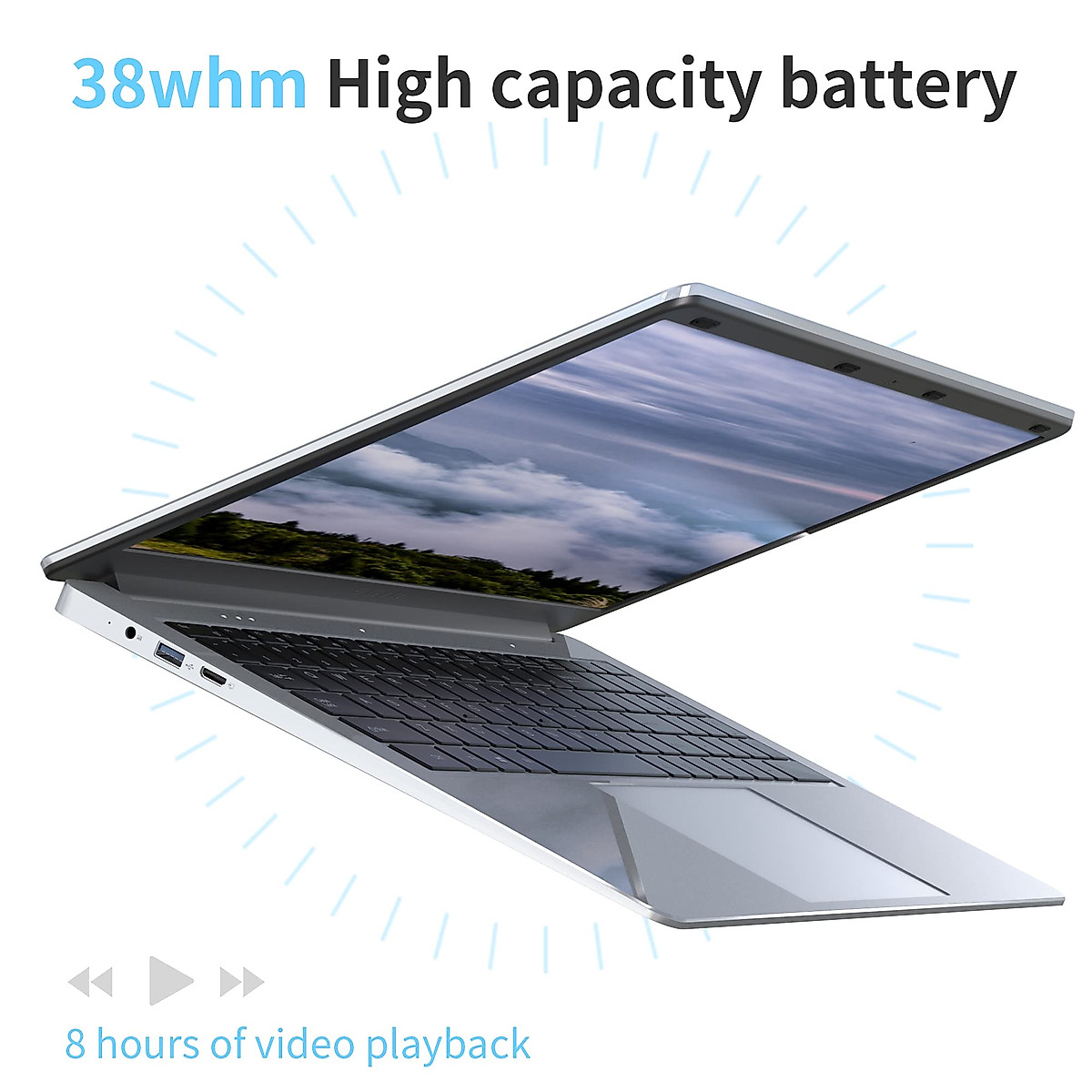 SGIN Laptop 4GB DDR4 128GB SSD, 15.6 Inch Windows 11 Laptops with Celeron Processor(Up to 2.5GHz), FHD 1920x1080 IPS, 2xUSB 3.0, Dual Band WiFi, Bluetooth