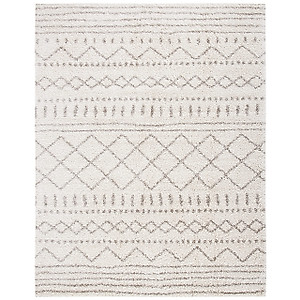 SAFAVIEH Arizona Shag Collection Area Rug - 9' x 12', Ivory & Beige, Moroccan Design, Non-Shedding & Easy Care, 1.6-inch Thick Ideal for High Traffic Areas in Living Room, Bedroom (ASG741A)