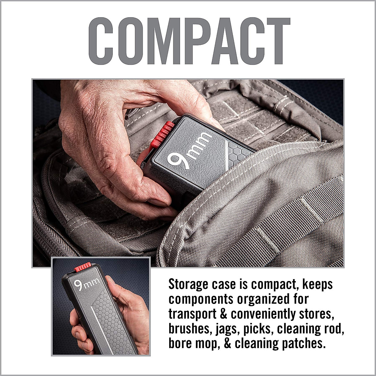 Real Avid 9mm Cleaning Kit for 9mm .357 & .38 Caliber Gun Cleaning | Complete Glock Cleaning Kit & Pistol Cleaning Kit with Bore Brush, Jag, Bore Mop, Cleaning Rod & Gun Cleaning Patches,Charcoal