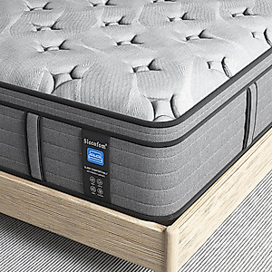 Slecofom 12 Inch Queen Mattress, Medium Firm Hybrid Queen Size Mattress in a Box, Pressure Relief Cool Gel Memory Foam, Breathable Knitted Cover, Pocket Spring with Motion Isolation, Fiberglass-Free