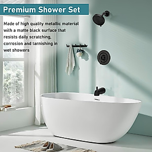 Matte Black Shower Handle Compatible with moen T2901BL Black Shower Trim Kit, Easy to Install, Round Matte Black Shower Handle Trim Kit Only, Requires 2510 valve