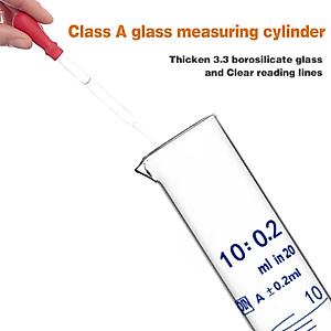Thick Glass Graduated Cylinder Measuring Liquid Lab Hexagon Base Cylinders Come with Cylinder Brush (Glass, 50ML)