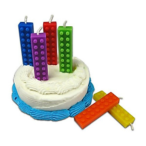 Building Blocks Party Candles - Blokz Set of 6 (Assorted Color Bricks) - by NuOp Design