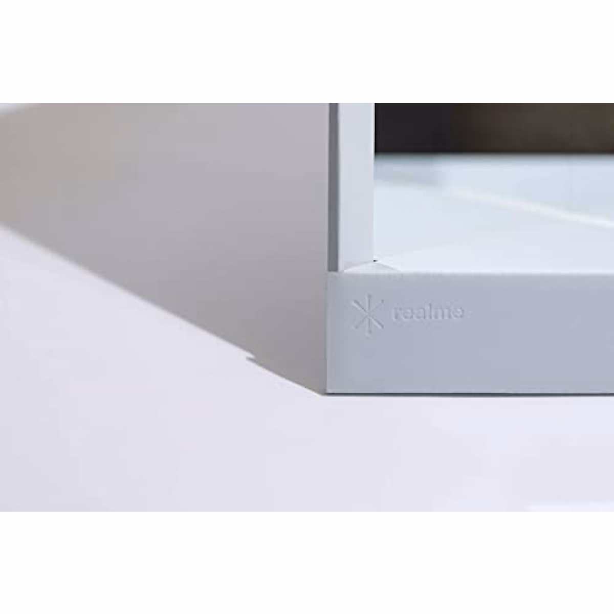 Realme Non-Reversing Cosmetic Stand Mirror, True Reflection, Vanity Makeup Mirror, 9" Non-Magnifying Desk Mirror, Rectangular Tabletop Mirror (Essential Edition) (Green Gray)