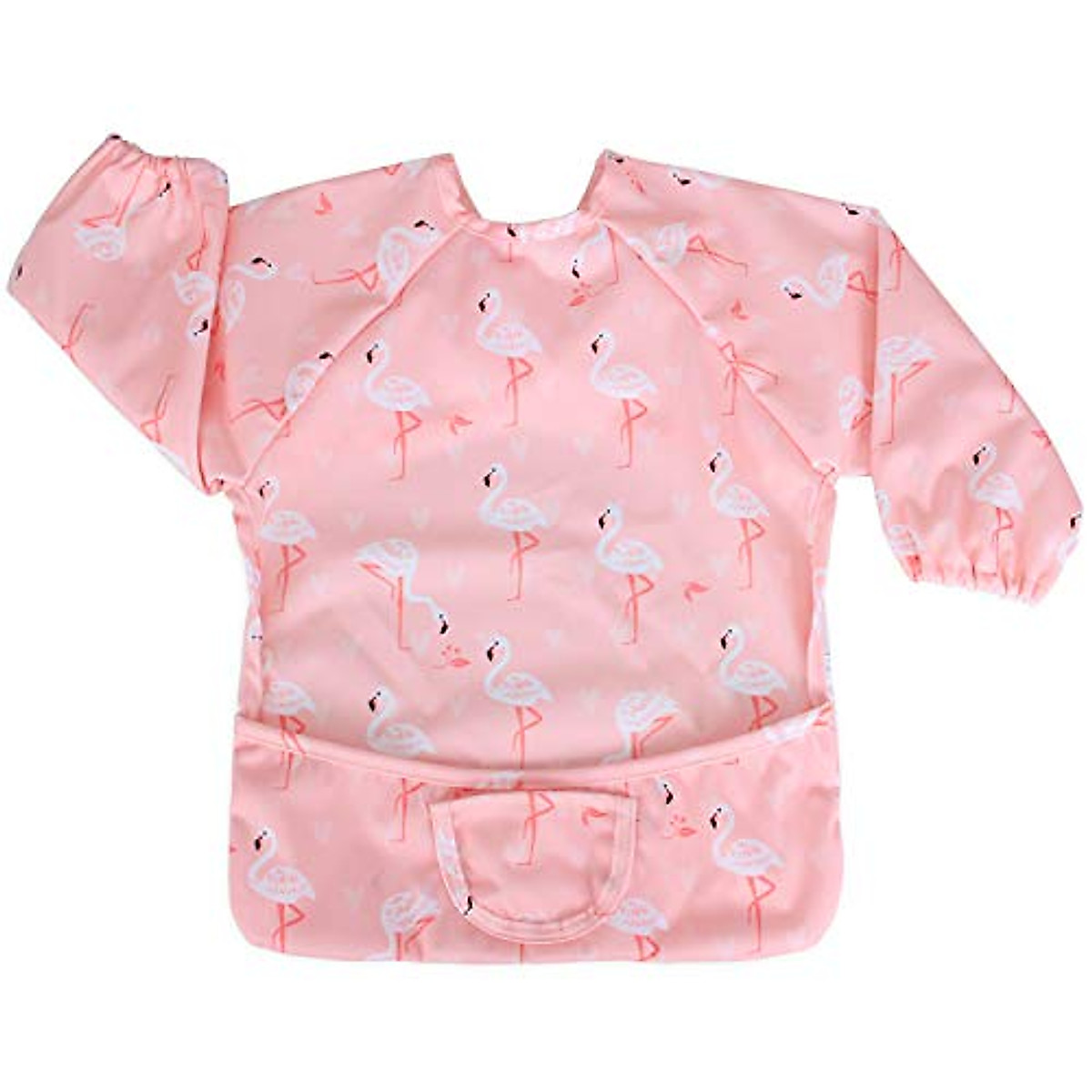 LUXJA Baby Waterproof Sleeved Bib, Long Sleeve Bib for Toddler (6-24 Months), Flamingo