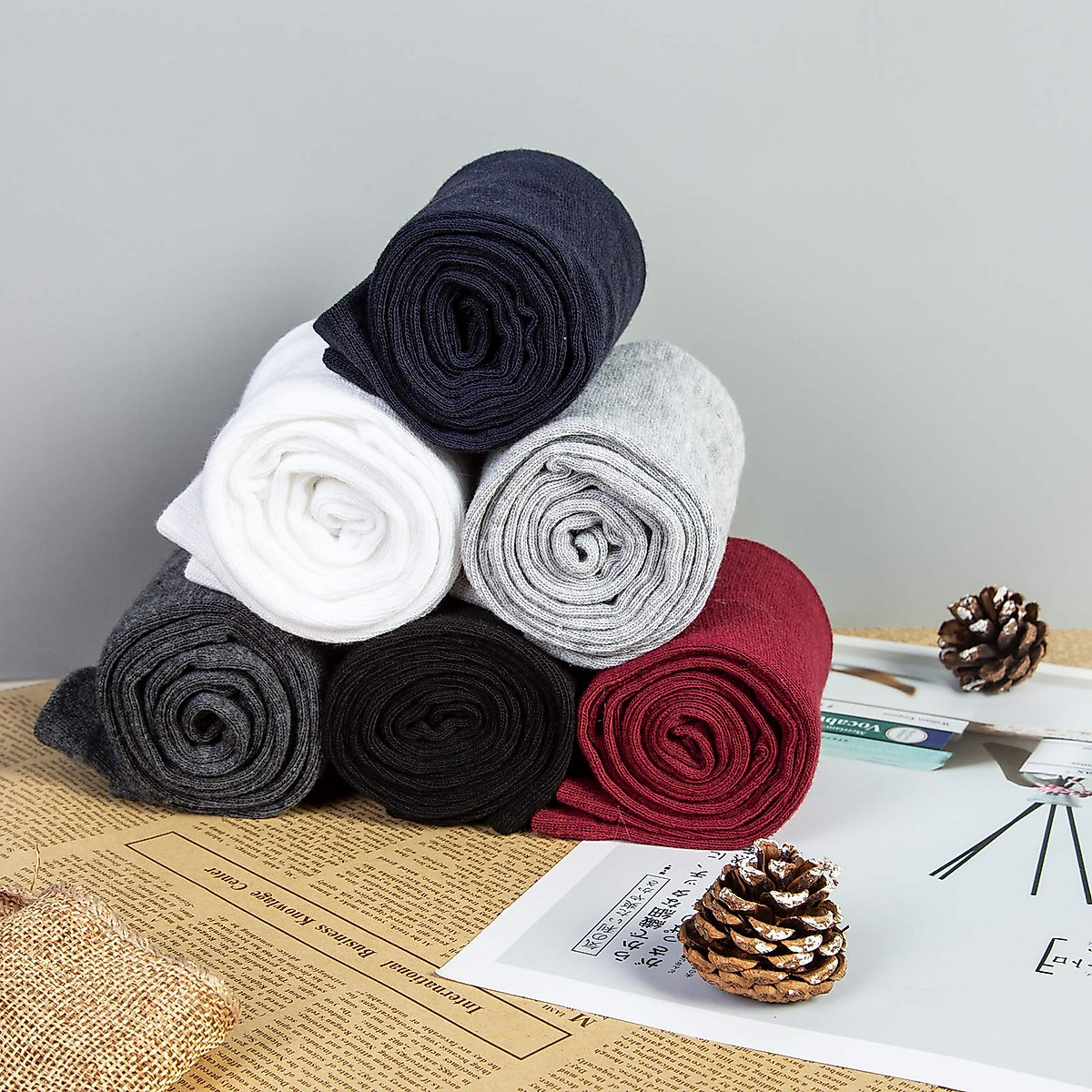 Thigh High Socks for Women Casual Over the Knee High Socks Stockings for Anniversaries or Holidays(Grey,6 Pairs)