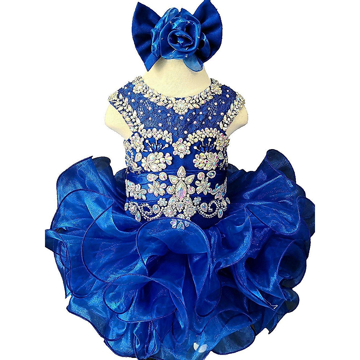 M_RAC Baby Girl's Crystal Lace Pageant Cupcake Dresses for Toddler Short Mini Birthday Party Gowns 2 US Mint Green