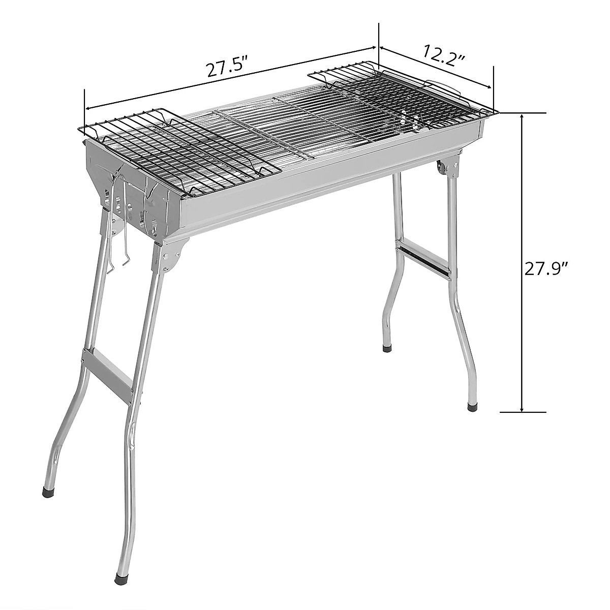 Charcoal Grill, Barbecue Grill Stainless Steel BBQ Smoker Barbecue Folding Portable Folded Camping Barbecue Grill for Outdoor Cooking Camping Hiking Picnics Backpacking Great for Outdoor Cooking