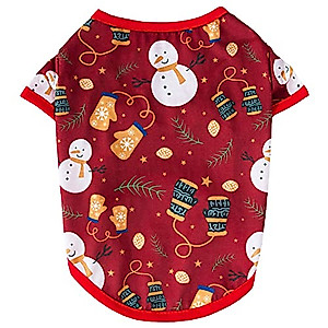 Pincuttee 1PC Christmas T Shirt for Dog/Cat, Puppy Shirts Pet T-Shirt for Small/Medium Dogs Christmas Cosplay Pet Apparel(Snowman,XS)