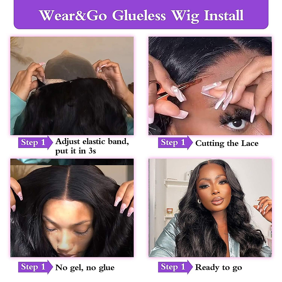 Vlaty Wear and Go Glueless Wigs Human Hair for Beginners 13x4 Body Wave Lace Front Wigs Human Hair Pre Plucked 180% Density HD Transparent Lace Frontal Wigs Human Hair Wig for Women 14 Inch