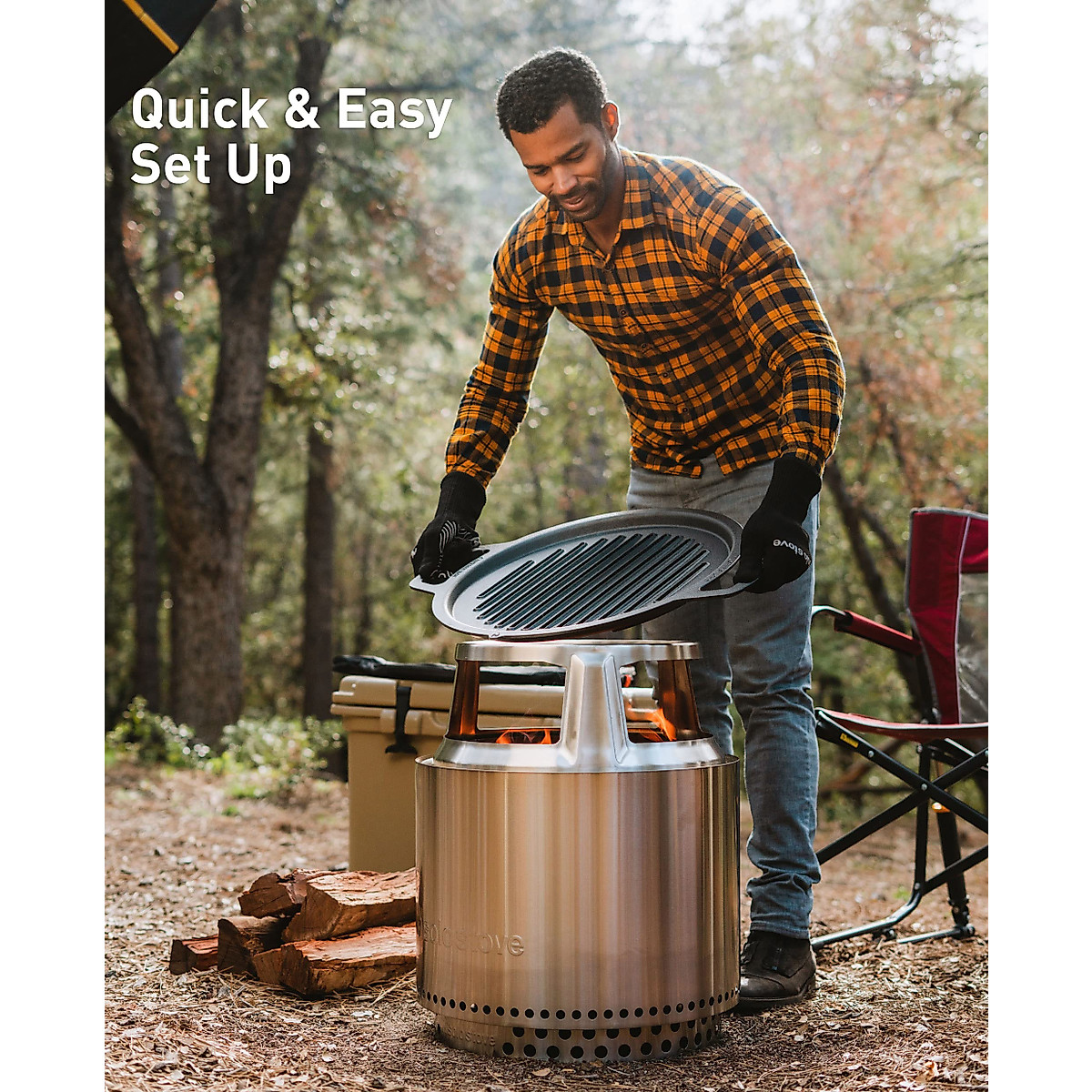 Solo Stove Bonfire Cast Iron Grill Cooking Bundle 2.0 | Smokeless Fire Pit, Stand, Grill & Hub, Wood Burning, Removable Ash Pan, Stainless Steel/Cast Iron, Height: 63 cm, Diameter: 44,5 cm, 20,3 kg