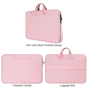 15.6 Inch Laptop Sleeve TSA Case for Women Ladies Bag for Macbook Pro 16" M4 M3 M2 M1, Lenovo Ideapad 15.6", HP Envy/Victus 15.6, Dell Inspiron 15, Acer Aspire/Nitro 15, ASUS MSI Macbook 15 Case, Pink
